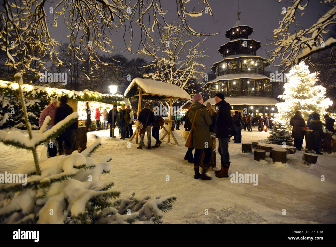 Christmas market at chinese tower english garden hi-res stock ...