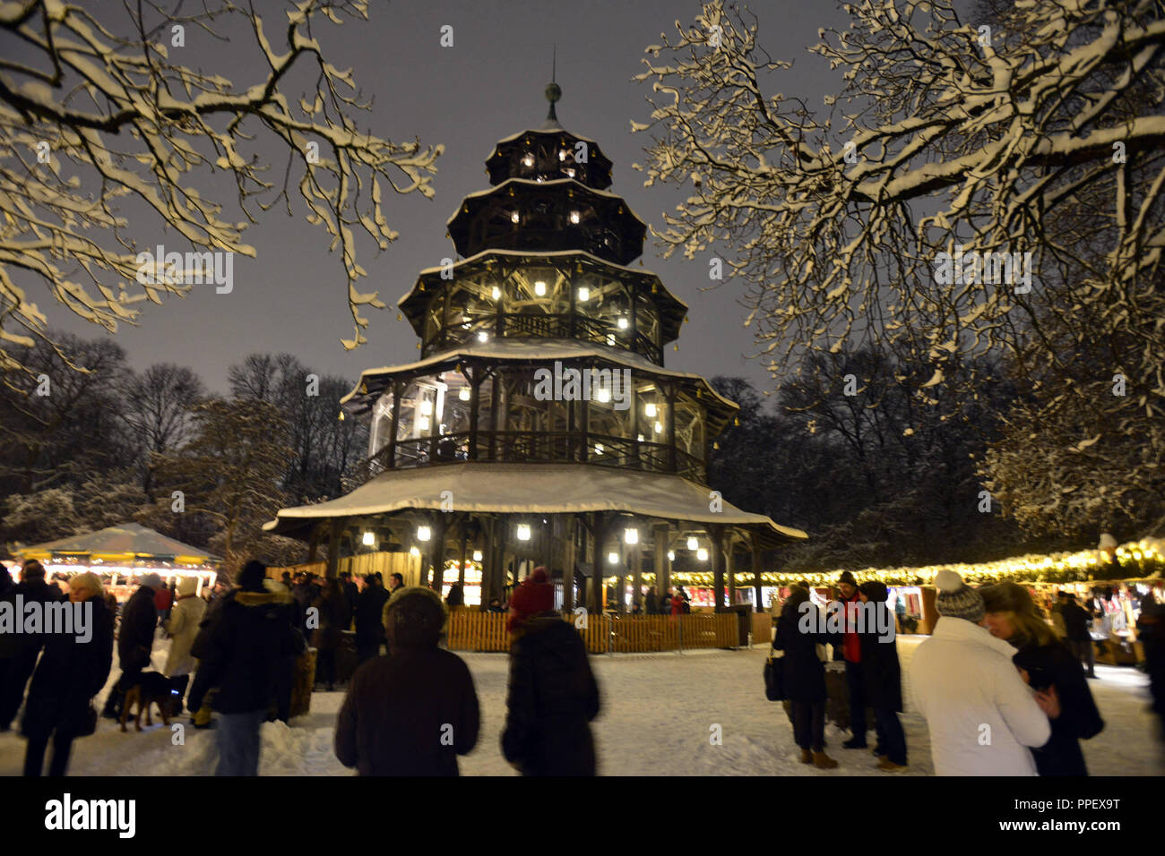 Christmas market at chinese tower english garden hi-res stock ...