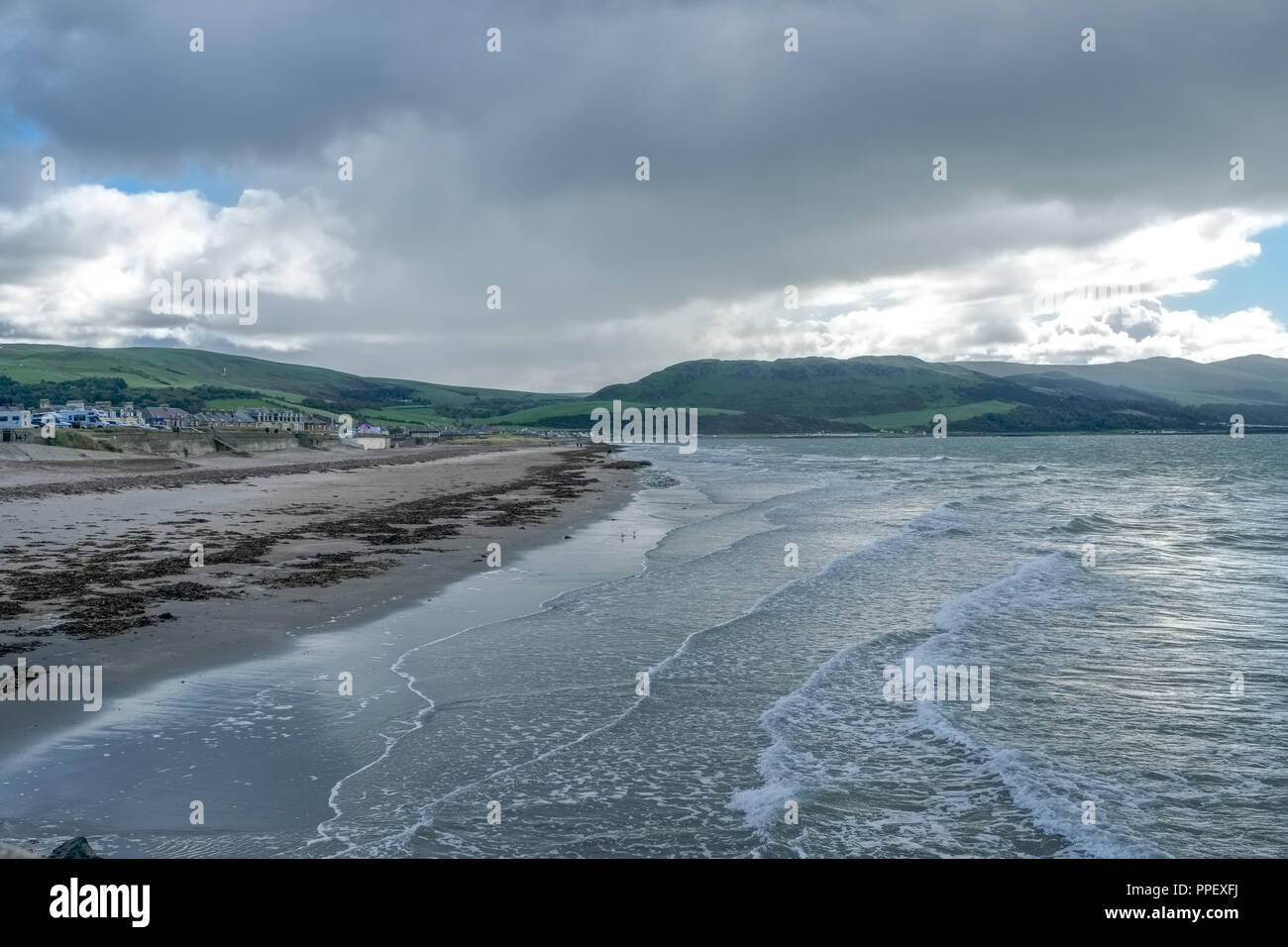 A stormy looking Girvan shore line just before the rain came Stock ...