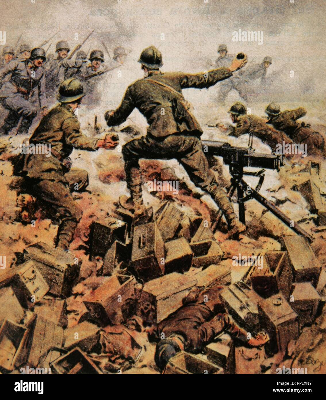 First World War (1914-1918). Italian troops defending their positions ...