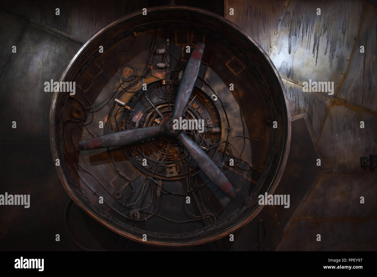 Steampunk retro background. Large propeller Stock Photo - Alamy