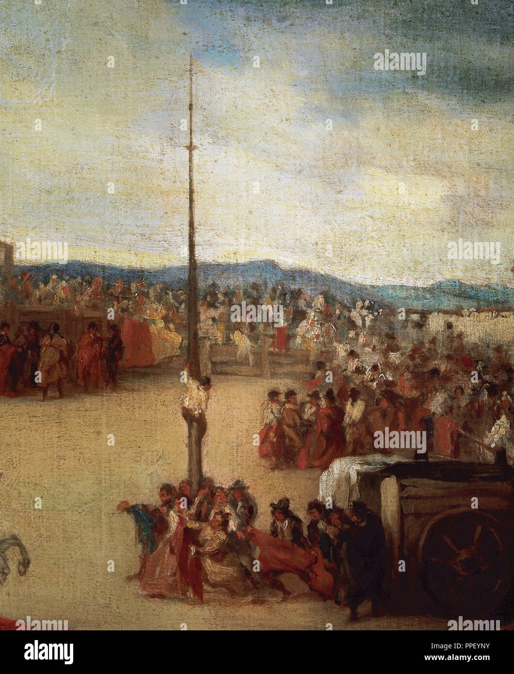 Lucas Velazquez, Eugenio (1824-1870). Spanish painter. Bulls in town ...