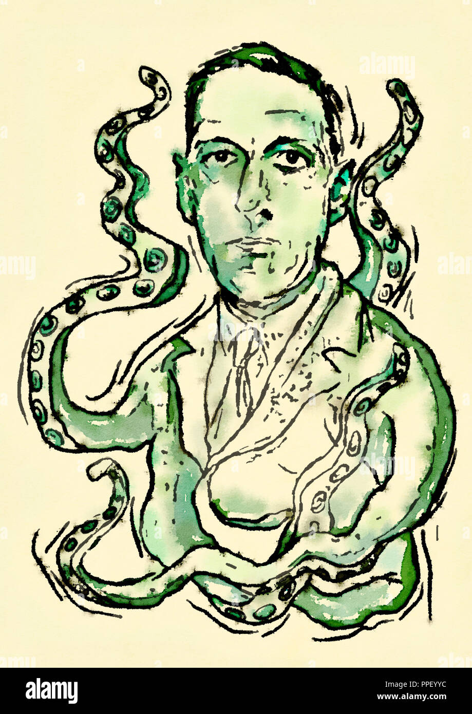 H.P. Lovecraft illustration Stock Photo - Alamy