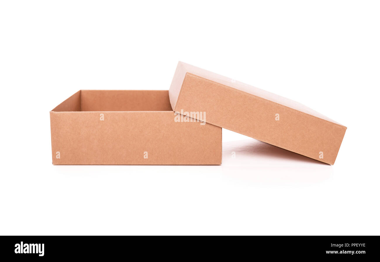 Cardboard box with an open lid. Isolated on white background Stock ...