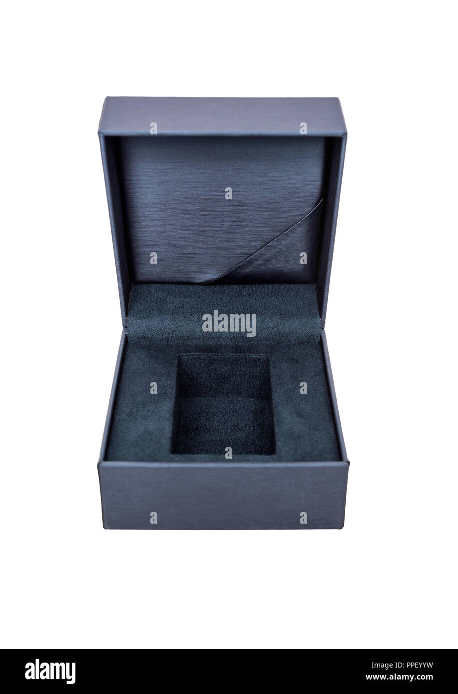 Beautiful satin box with the lid open. Isolated on white background ...