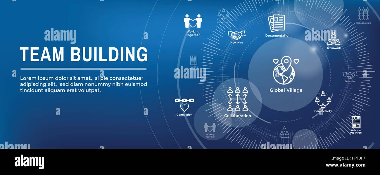 Team Building, Teamwork, & Connectivity Icon Set with Stick Figures and ...