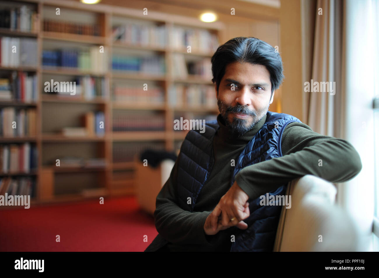 The Indian author and essayist Pankaj Mishra at the interview with the ...