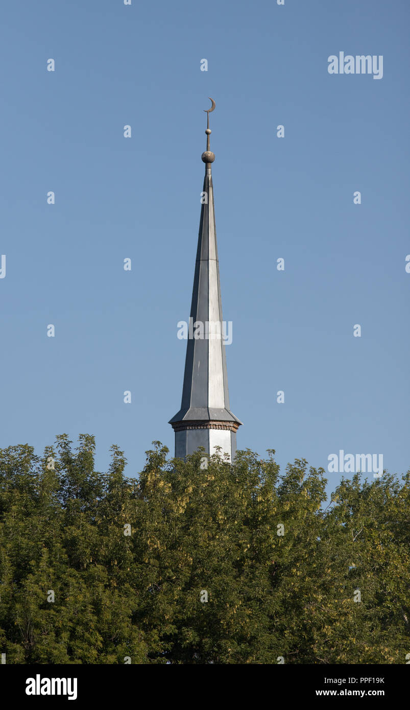 The top part of a mosque, blue sky, green trees Stock Photo - Alamy