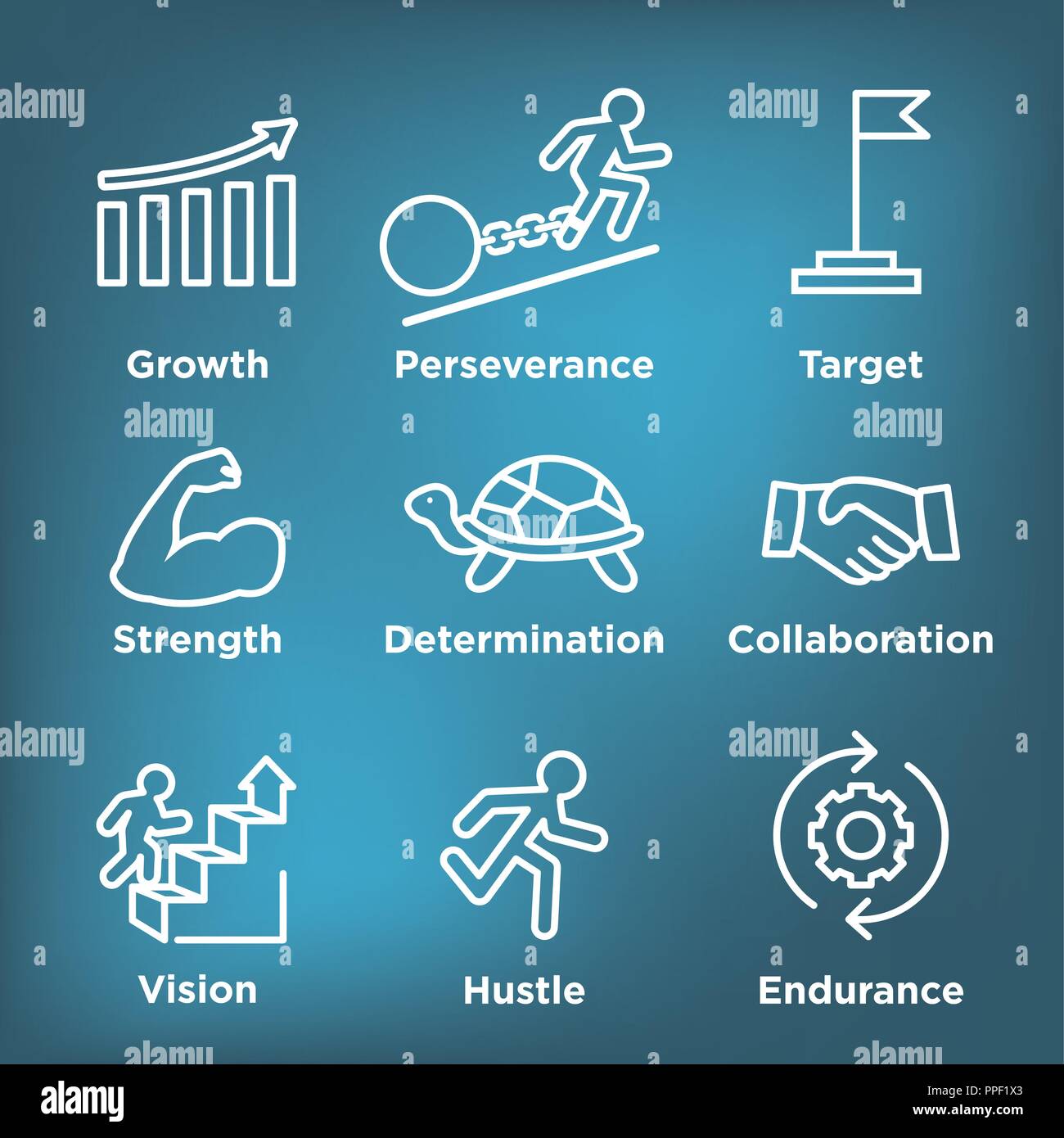 Persistence icon set - image of extreme motivation and drive set on ...