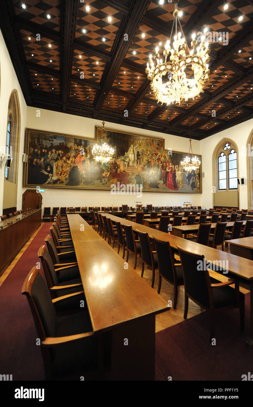 Large meeting room at the City Hall in Munich, Germany, 2014 Stock ...
