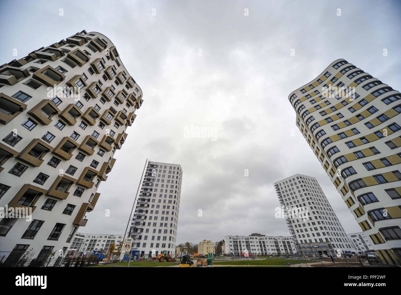 Multi storey flats at the Siemensallee, Sendling, Munich Stock Photo ...