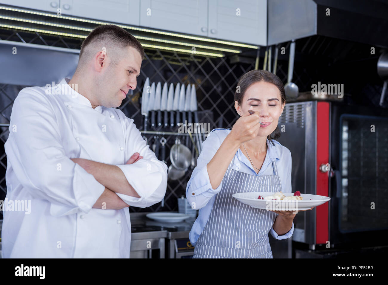 Beautiful lady cooking dessert hi-res stock photography and images - Alamy