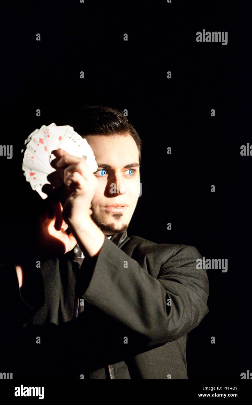 Magician Lukas Lehnertz as Luke Dimon at the opening event of the ...