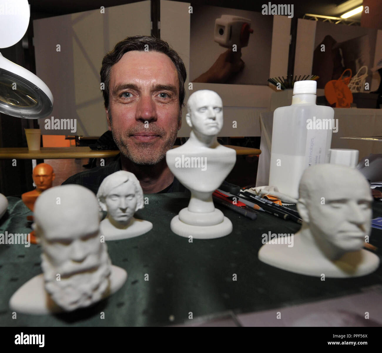 Graham Helyar makes models of people with the help of a 3D printer at ...