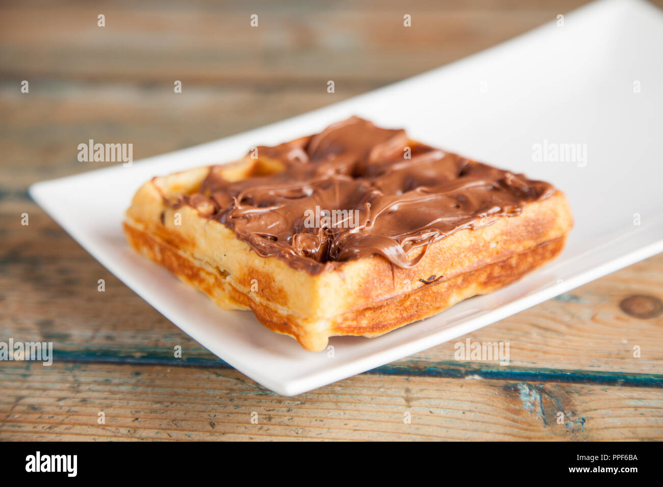 Nutella Waffle Crispy Pan Cake Stock Photo - Alamy