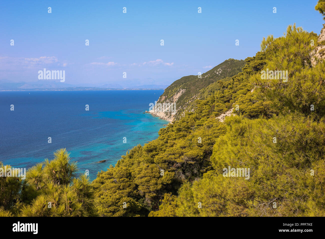 Fantastic view of the west coast of Lefkada island, Greece, Europe ...