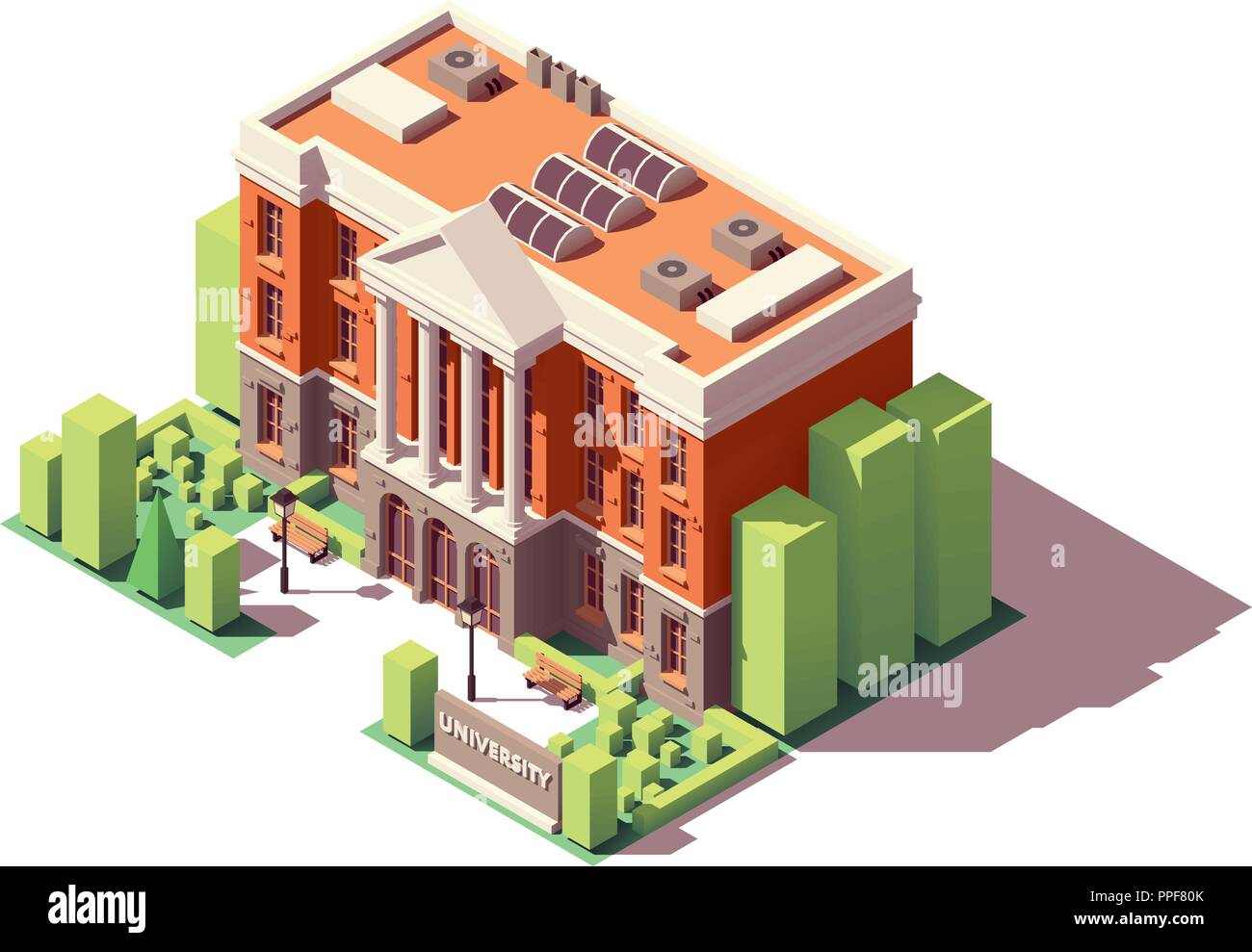 Vector isometric university building Stock Vector Image & Art - Alamy