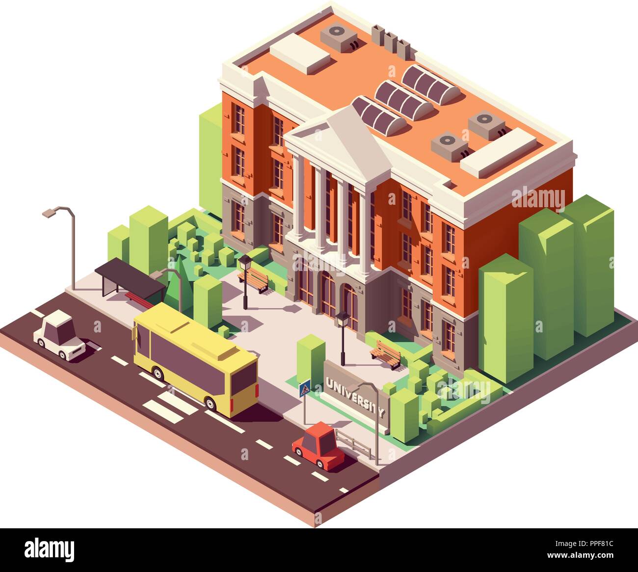 Vector isometric university building Stock Vector Image & Art - Alamy