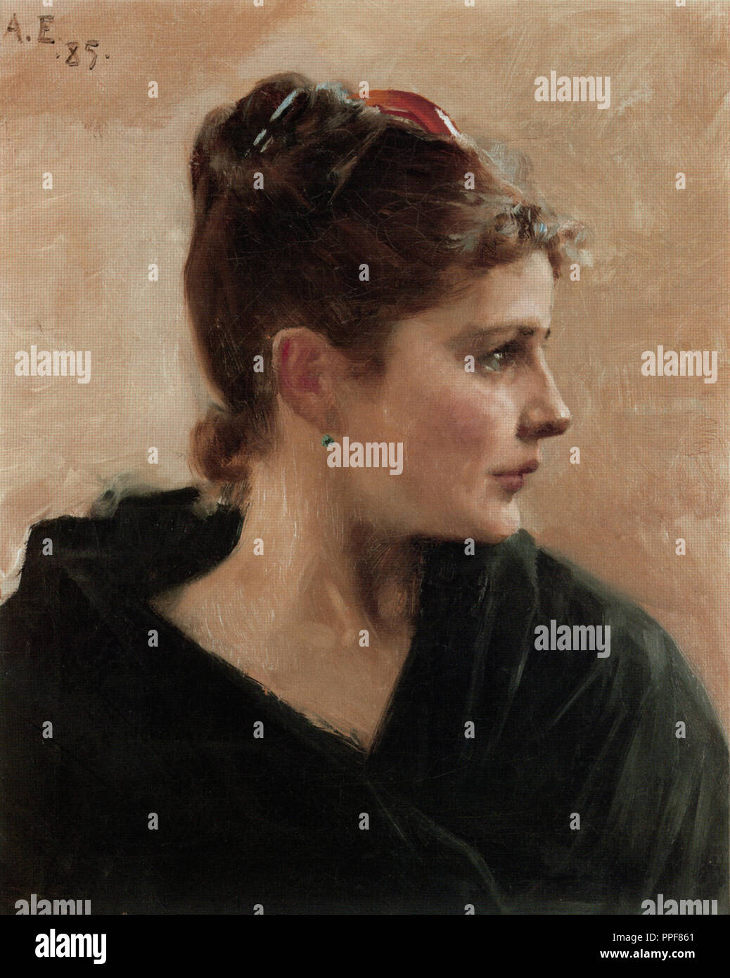 Edelfelt Albert - Portrait of a Young Lady Stock Photo - Alamy