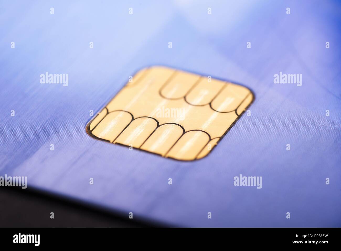 Golden smart card module of a smartcard | usage worldwide Stock Photo ...