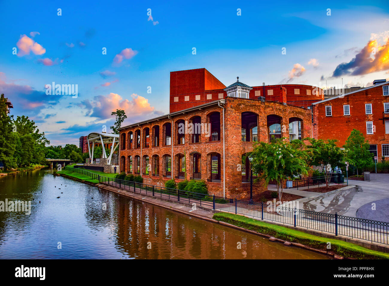 Wyche Pavilion and Reedy River in Downtown Greenville South Carolina SC Stock Photo - Alamy