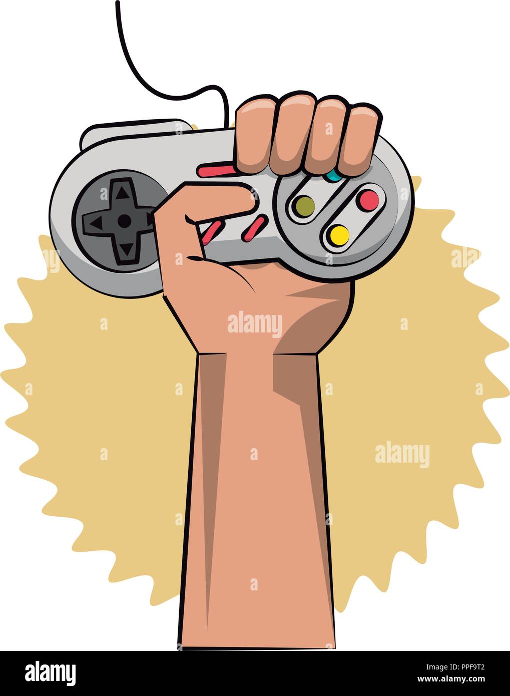 Hand holding retro gamepad Stock Vector Image & Art - Alamy