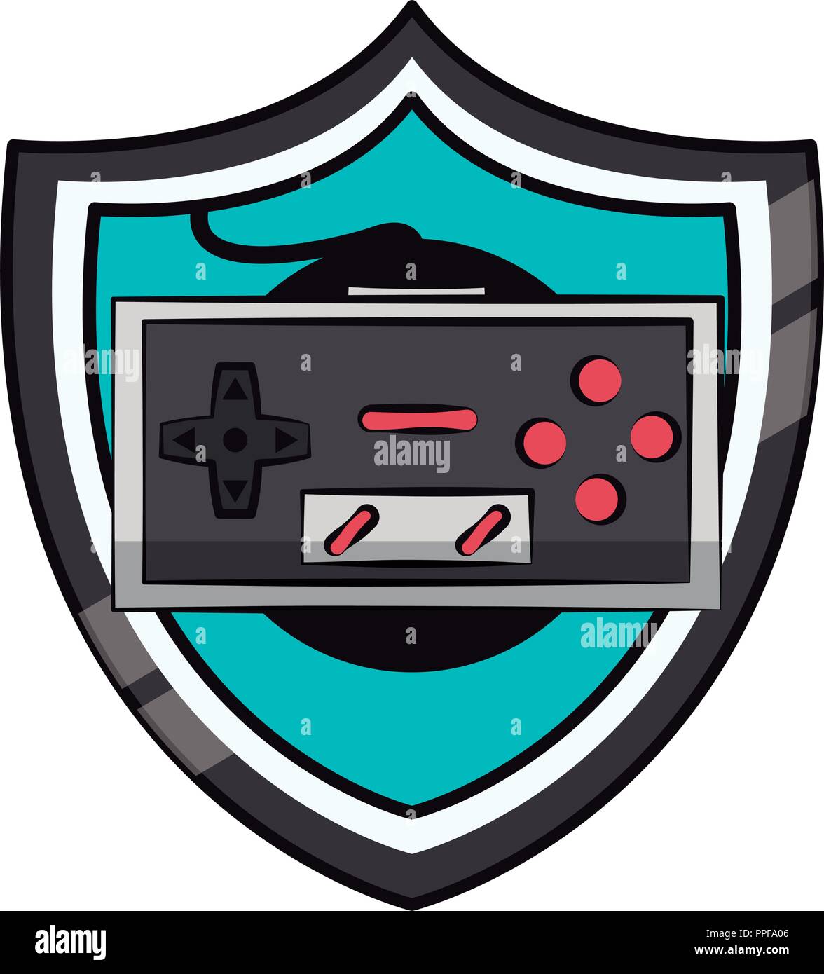 Retro console gamepad Shield emblem Stock Vector Image & Art - Alamy