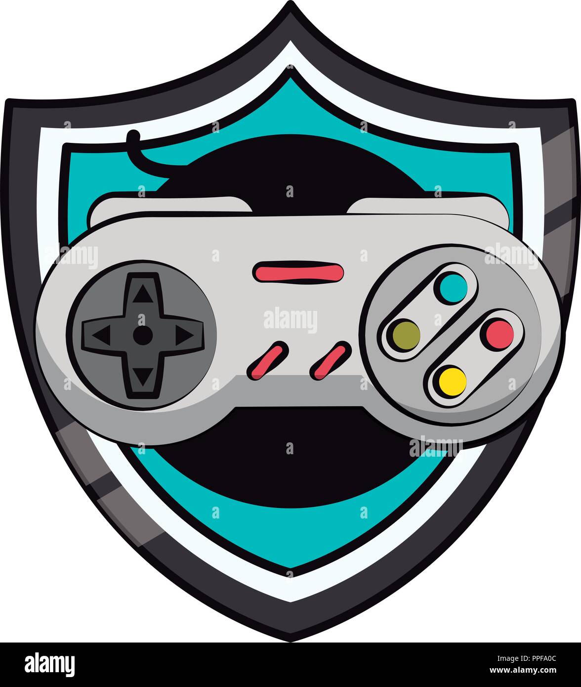 Retro console gamepad Shield emblem Stock Vector Image & Art - Alamy