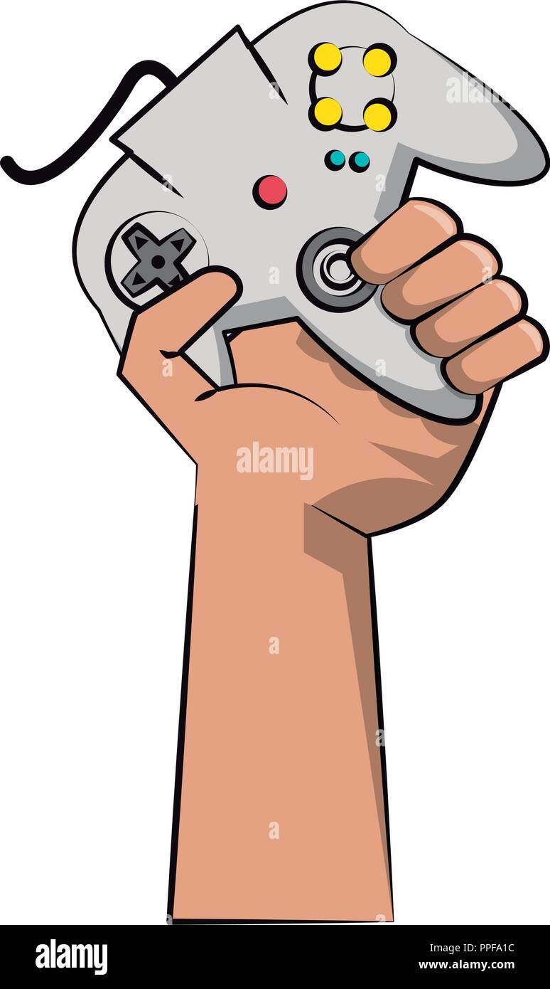 Hand holding retro gamepad Stock Vector Image & Art - Alamy