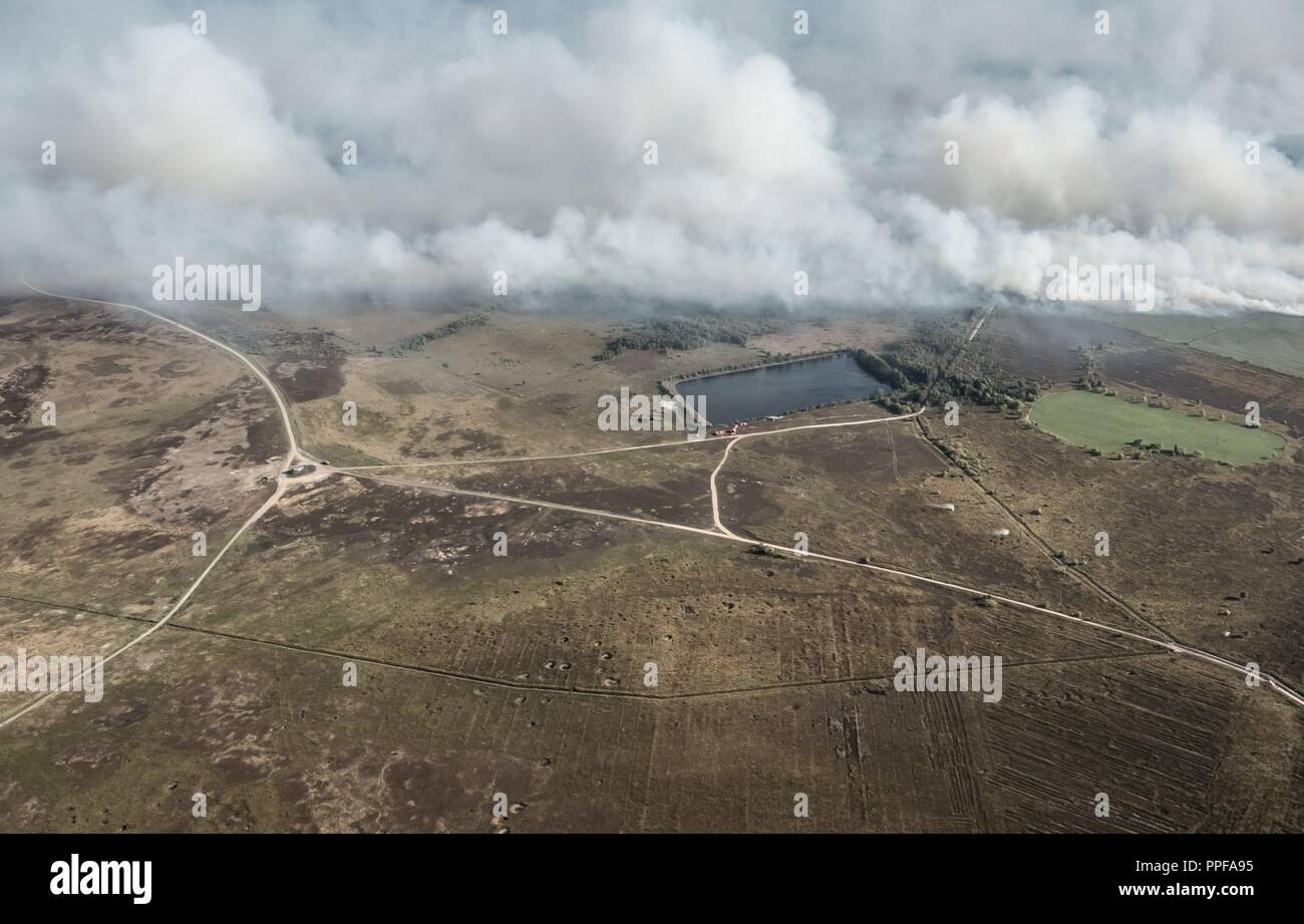 Conflagration In the moor at Meppen after a weapons test of the ...