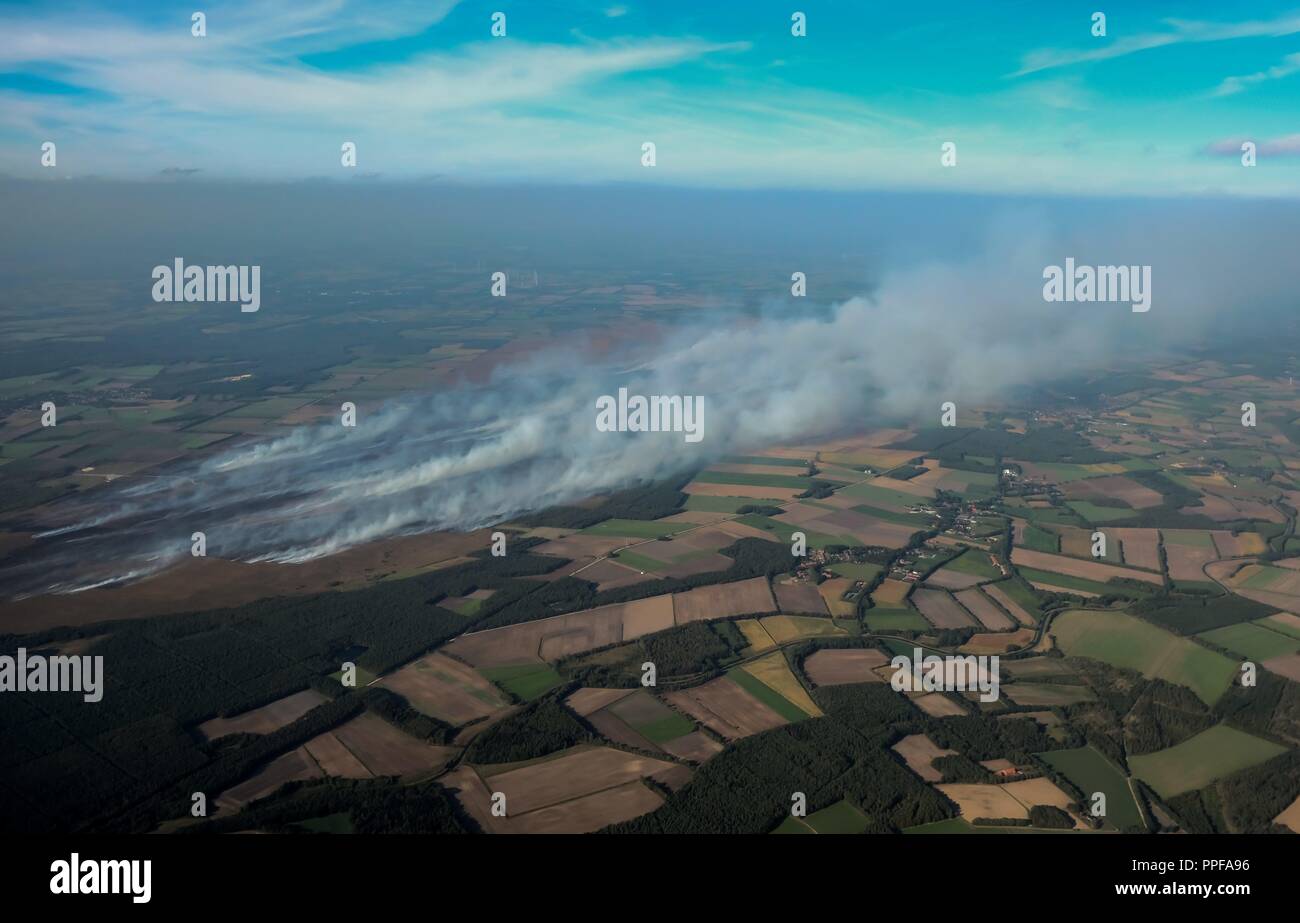 Conflagration In the moor at Meppen after a weapons test of the ...