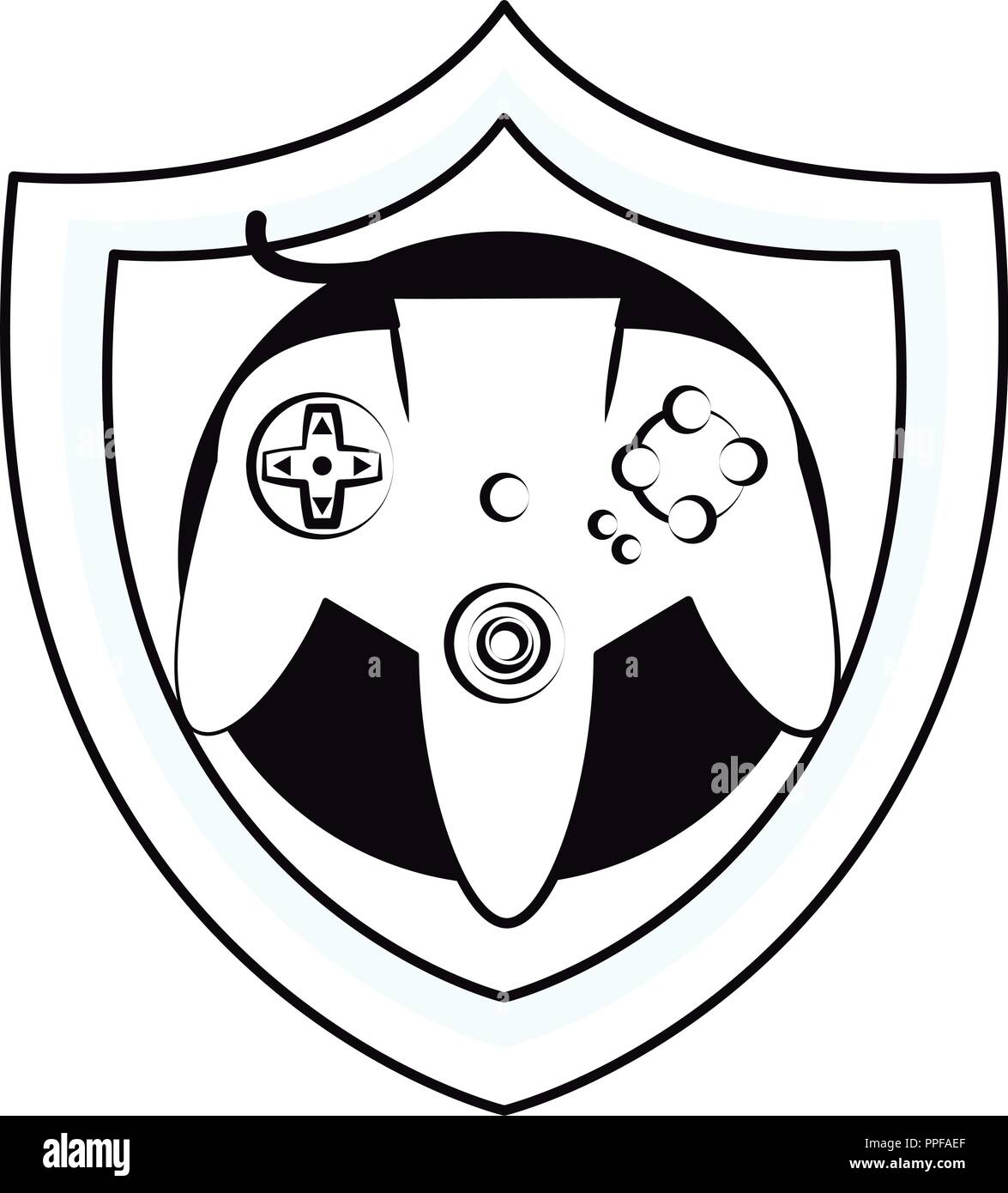 Retro console gamepad shield emblem Stock Vector Image & Art - Alamy