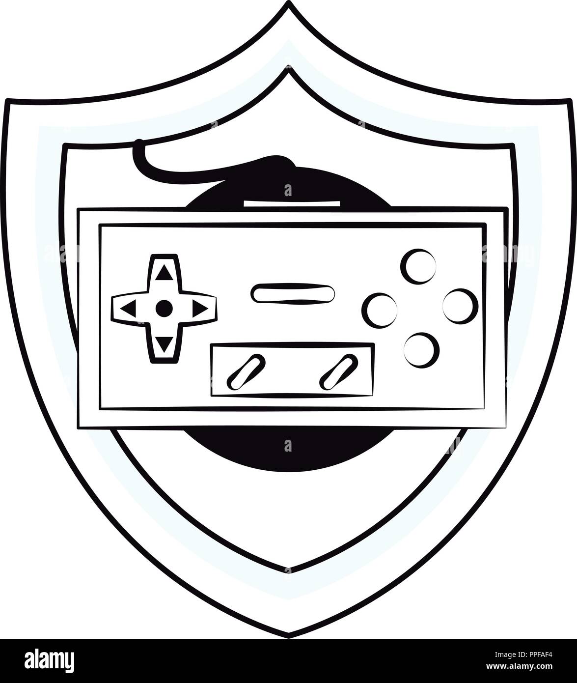 Retro console gamepad shield emblem Stock Vector Image & Art - Alamy