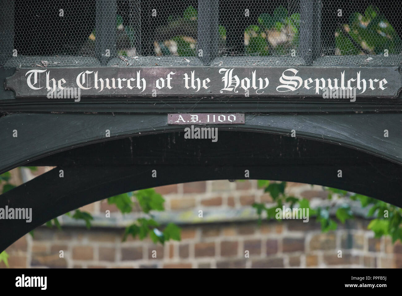Triangular gateway entrance to the norman built (1100 AD) round church ...