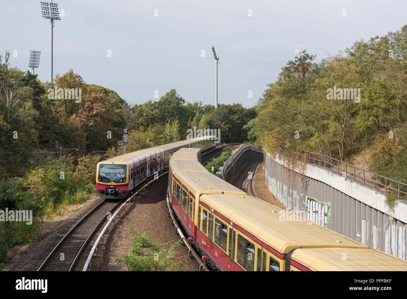 Railroad tracks with s bahn hi-res stock photography and images - Alamy
