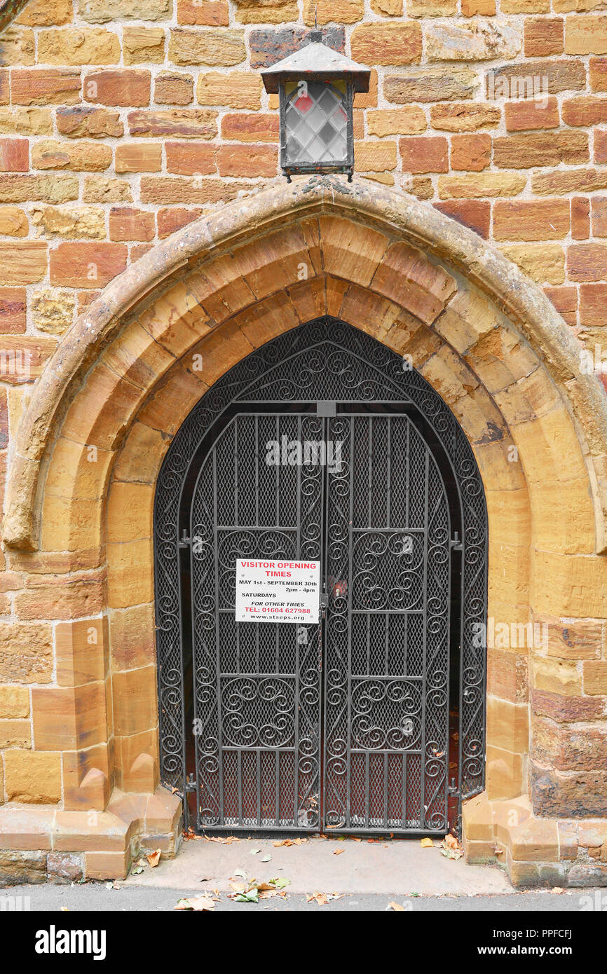 South door of the norman built (1100 AD) round church of the Holy ...