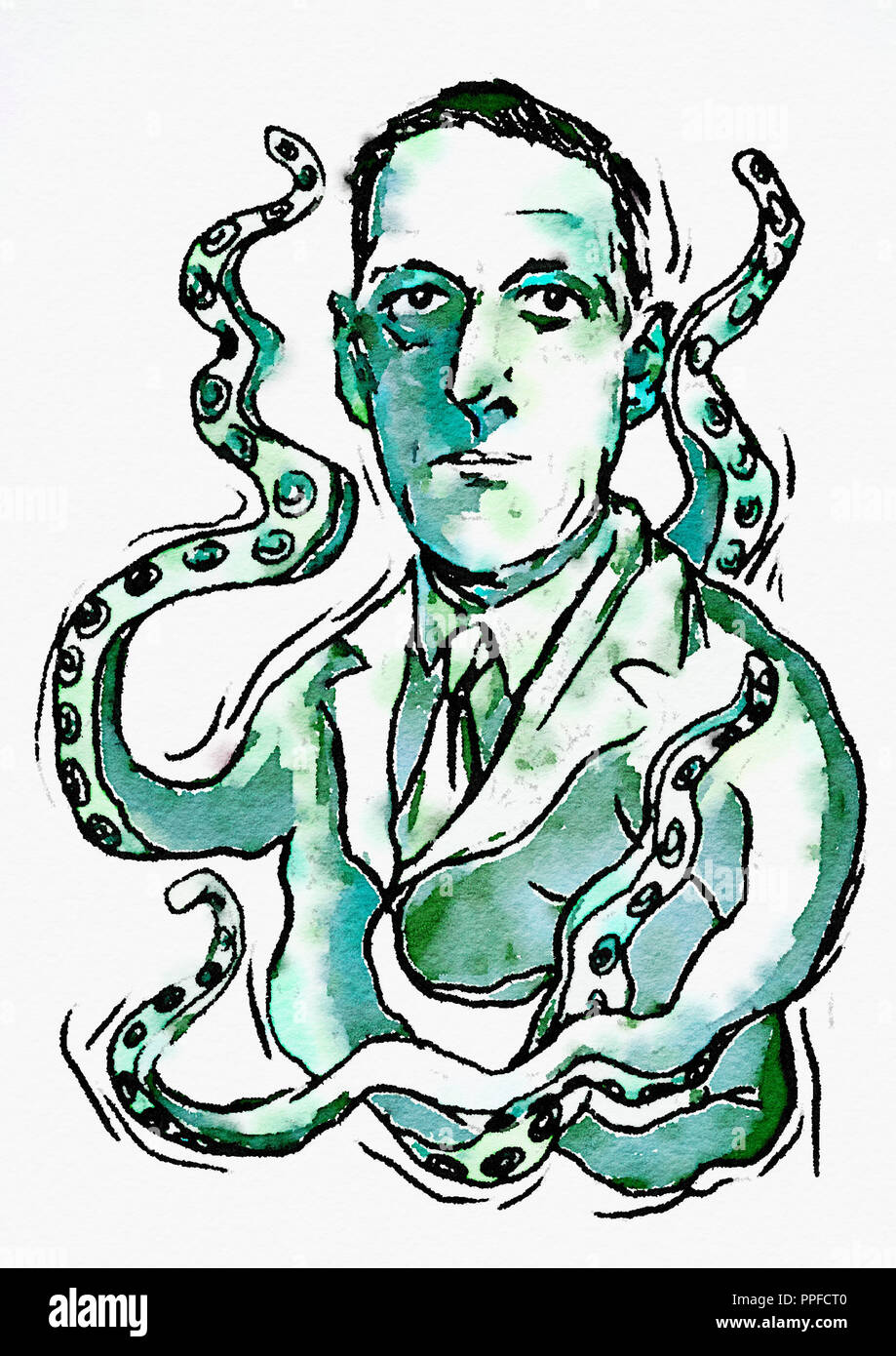 H.P. Lovecraft illustration Stock Photo - Alamy