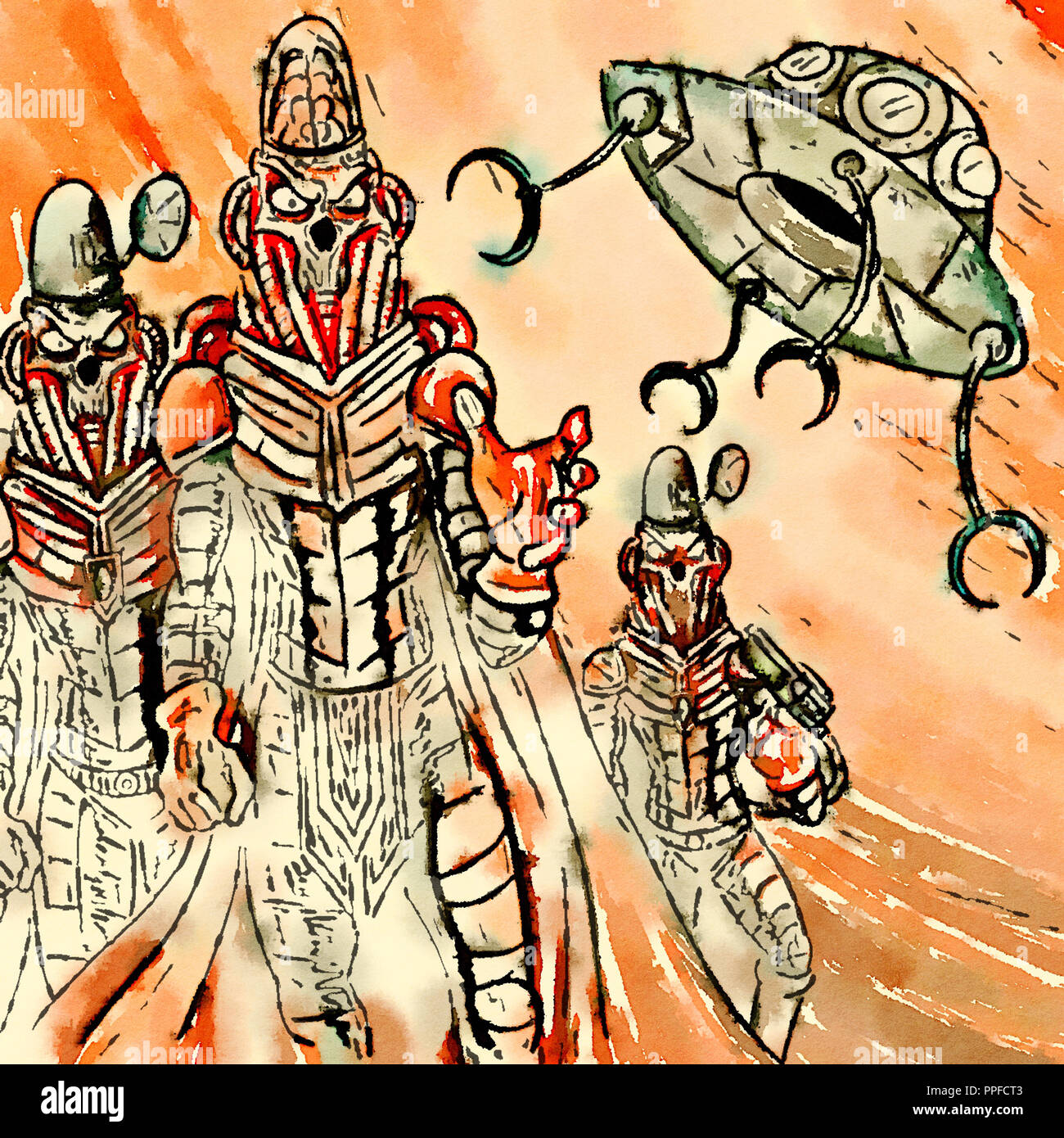 Space aliens illustration Stock Photo - Alamy