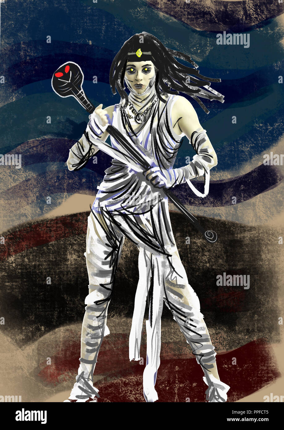 female egyptian mummy illustration Stock Photo - Alamy