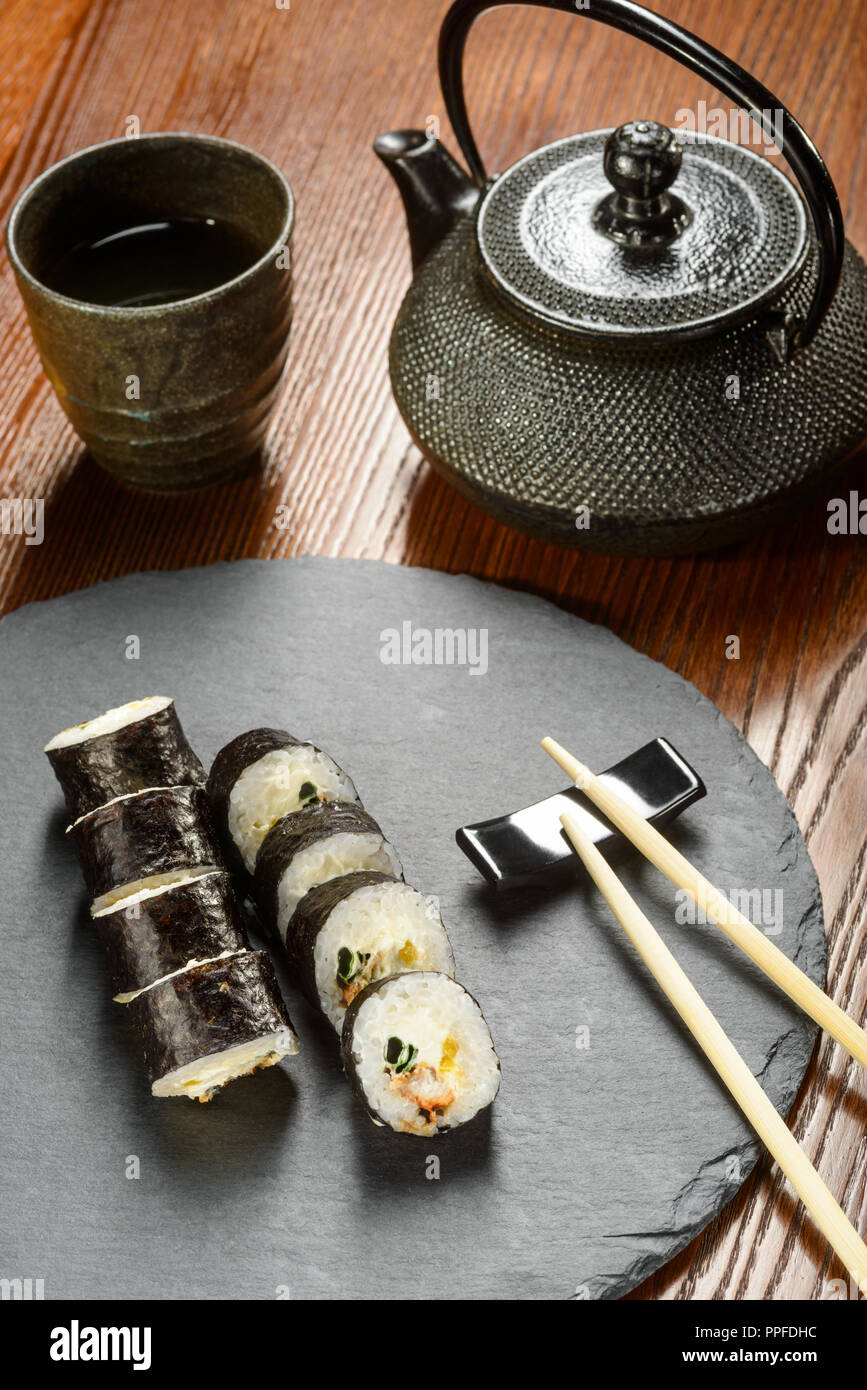 Pickled radish sushi rolls Stock Photo - Alamy