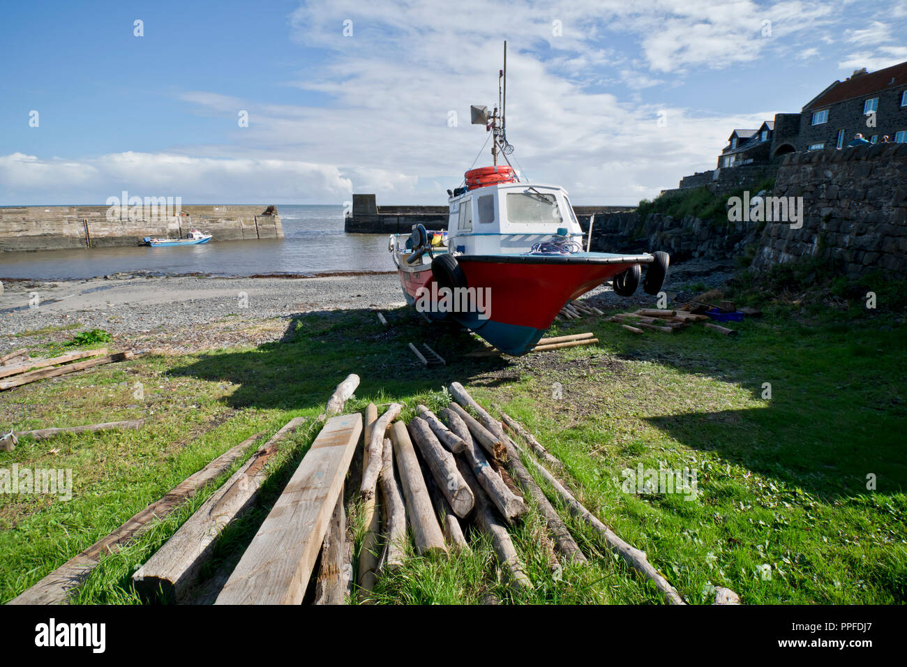 The small fishing village of Craster on the Northumberland Coast ...