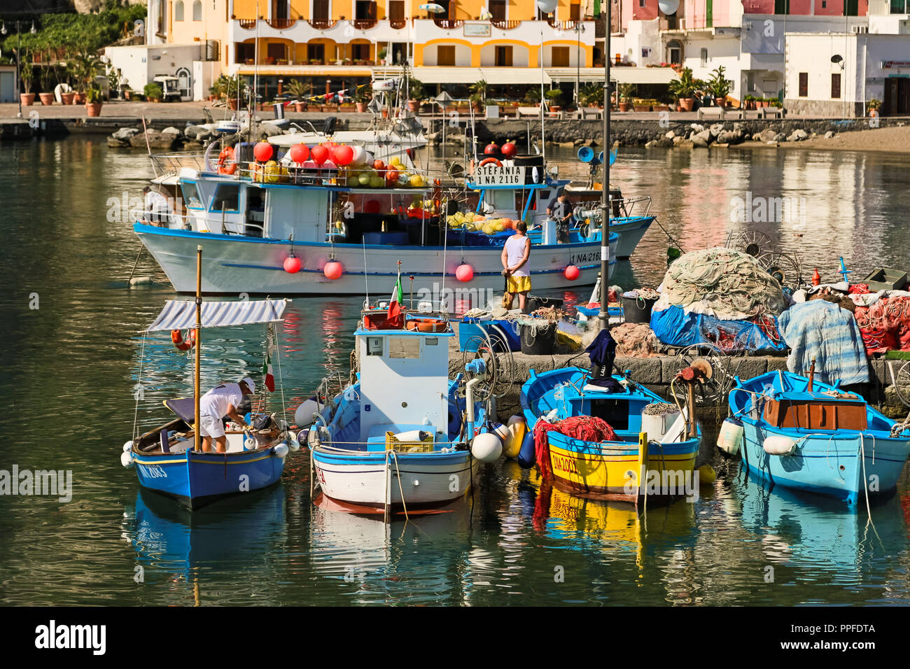 SANT'ANGELO (NA), ITALY - SEPTEMBER 20, 2012: boat is moving in marina ...