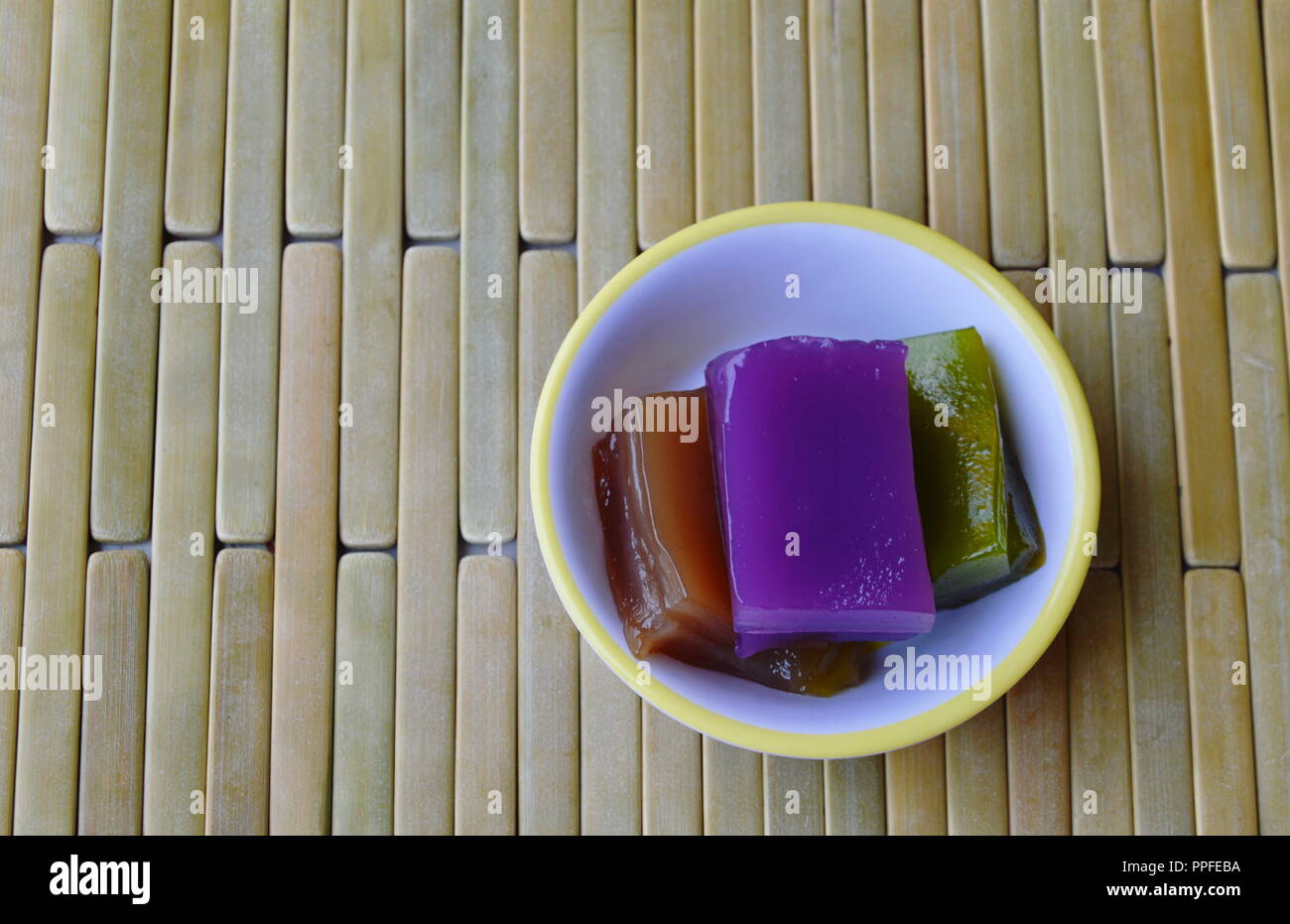 layer sweet cake Thai colorful gummy dessert on cup Stock Photo - Alamy
