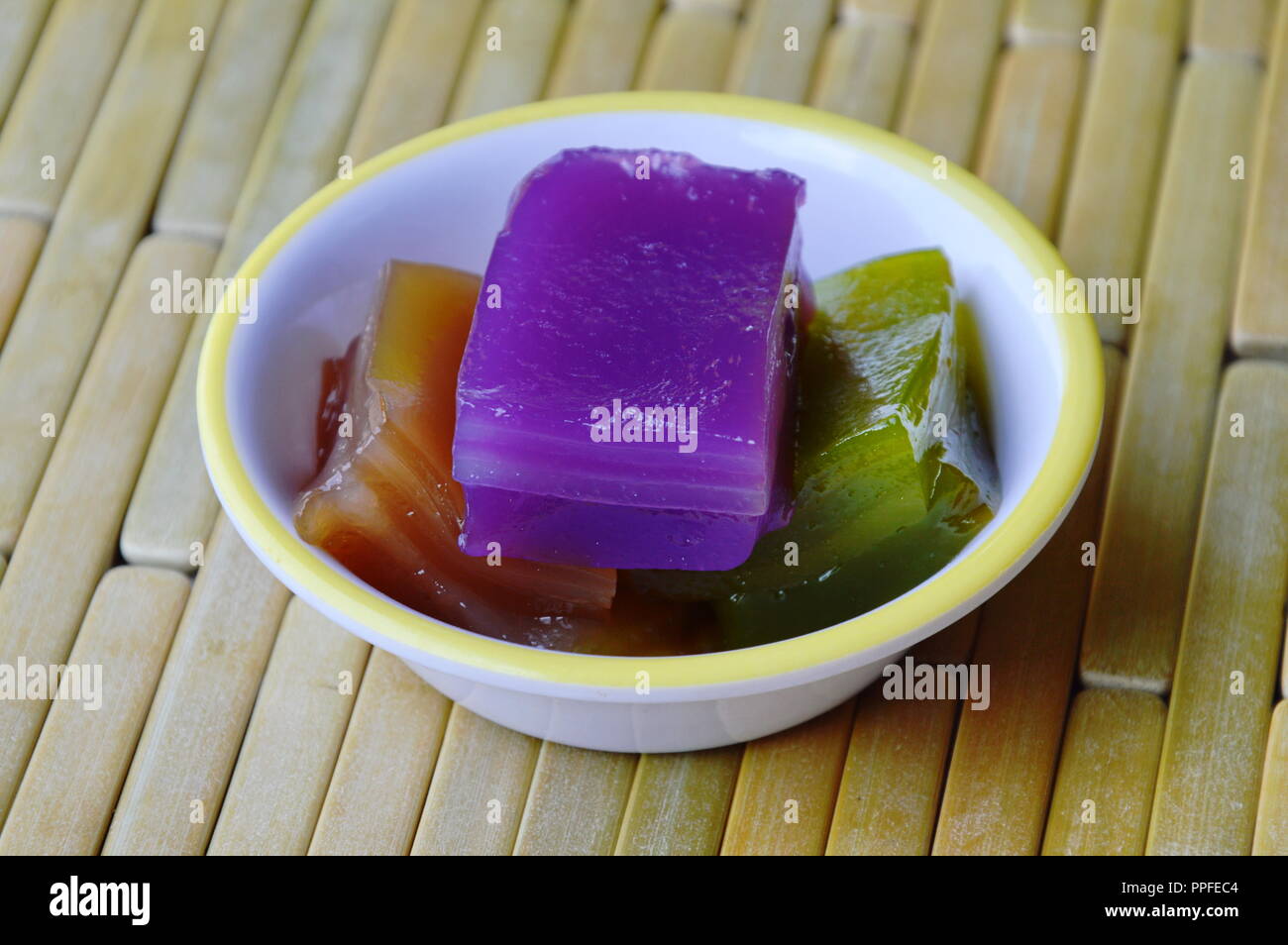 layer sweet cake Thai colorful gummy dessert on cup Stock Photo - Alamy