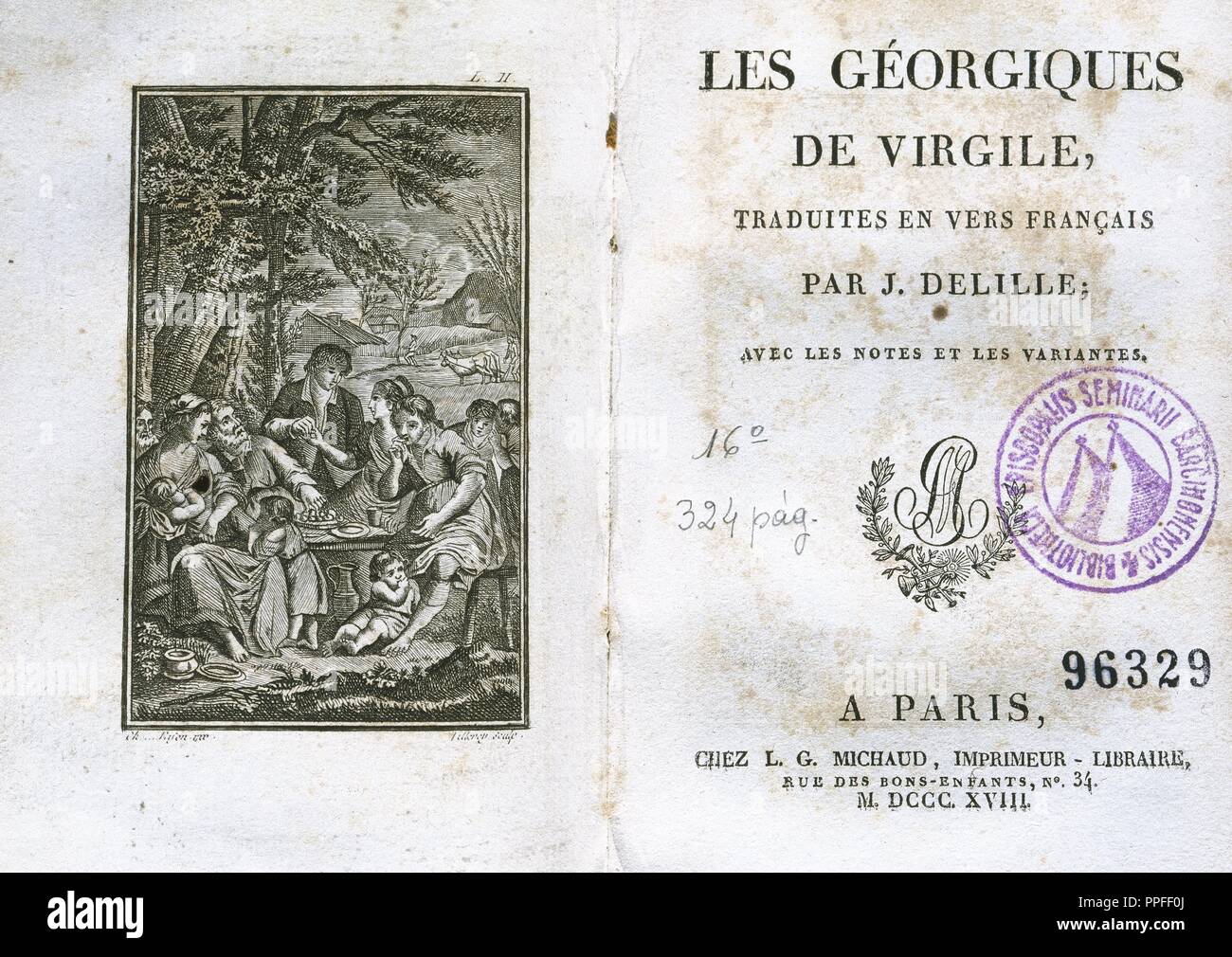 Virgil (70-19 B.C.). Ancient Roman poet. Georgics. French edition, 1818 ...