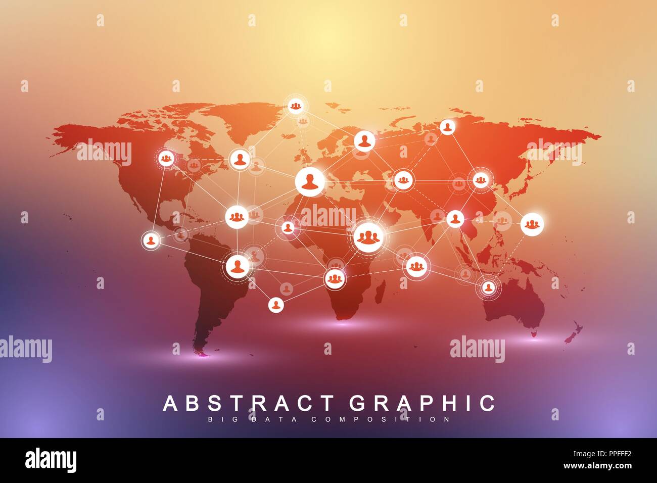 Social media network and marketing concept on World Map background ...