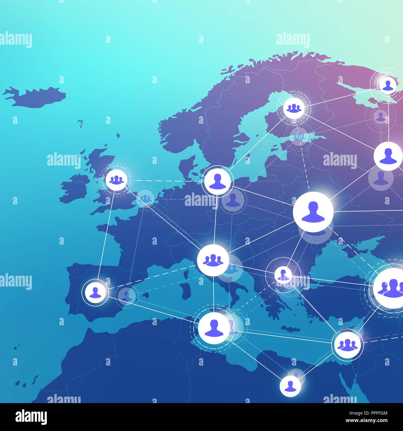 Social media network and marketing concept on World Map background ...