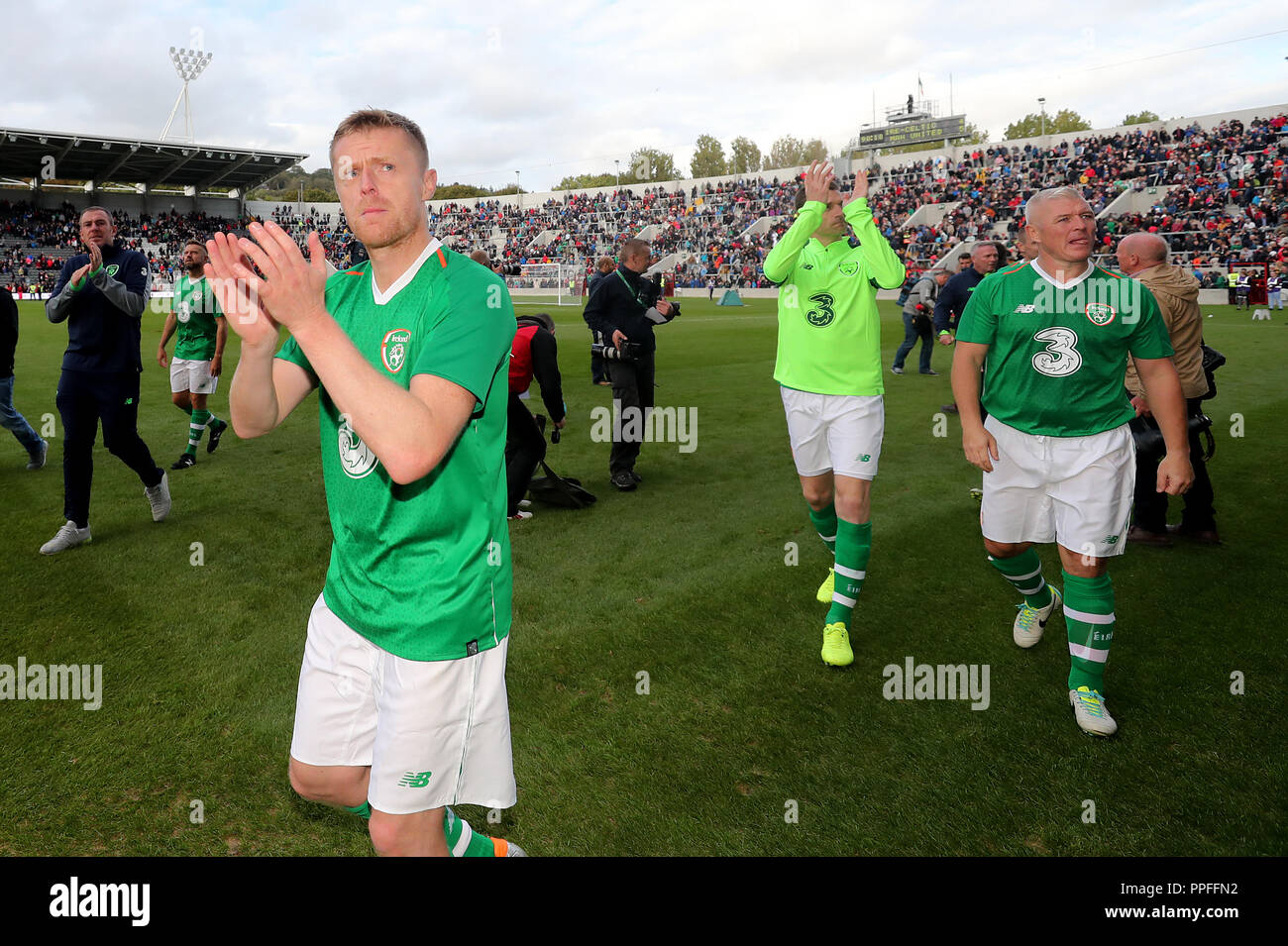 Celtic and Republic of Ireland Legends' Damien Duff (left) after the ...