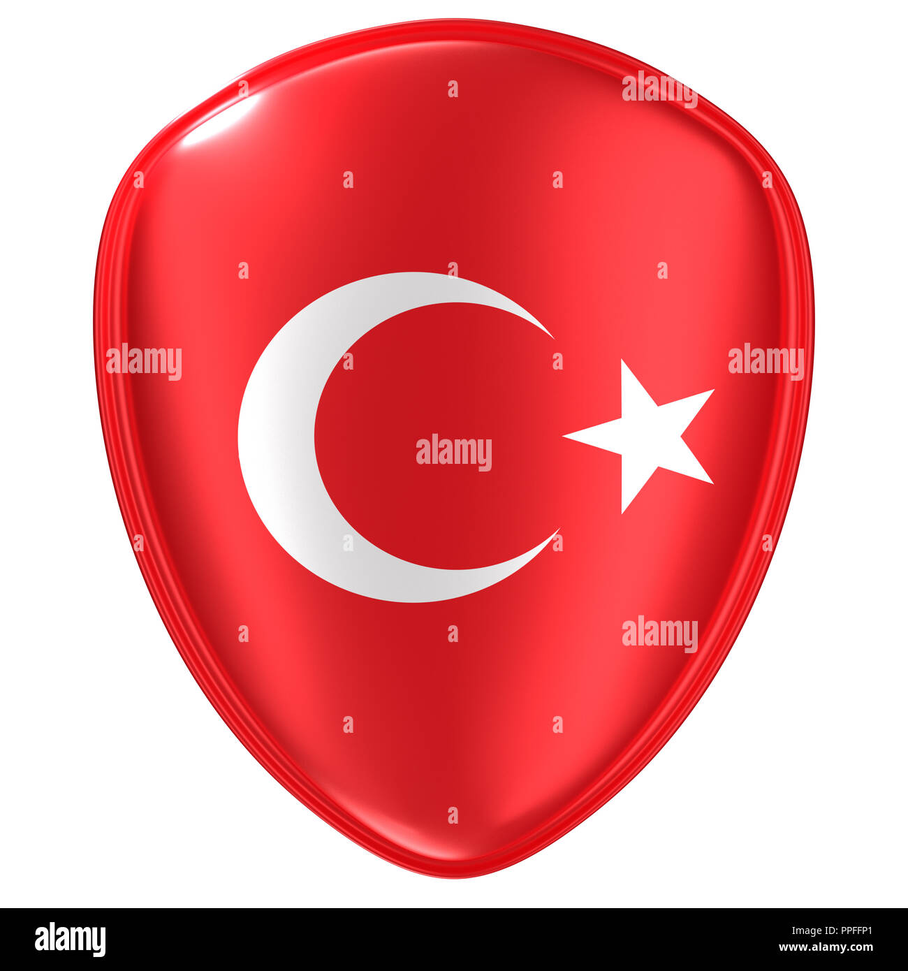 3d rendering of a Turkey flag icon on white background Stock Photo - Alamy