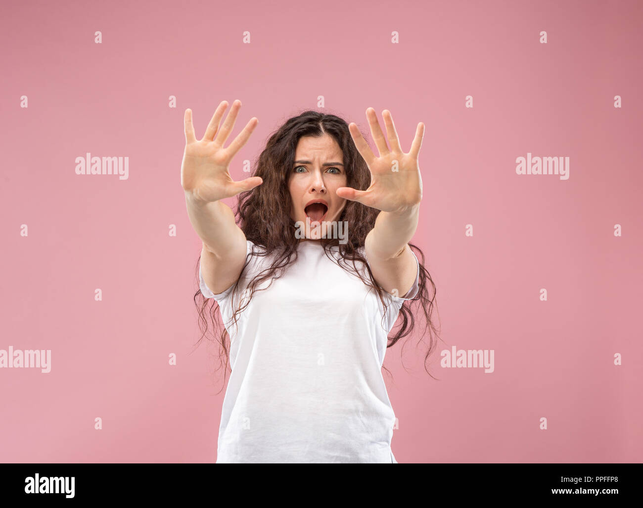 I'm afraid. Fright. Portrait of the scared woman. Business woman ...